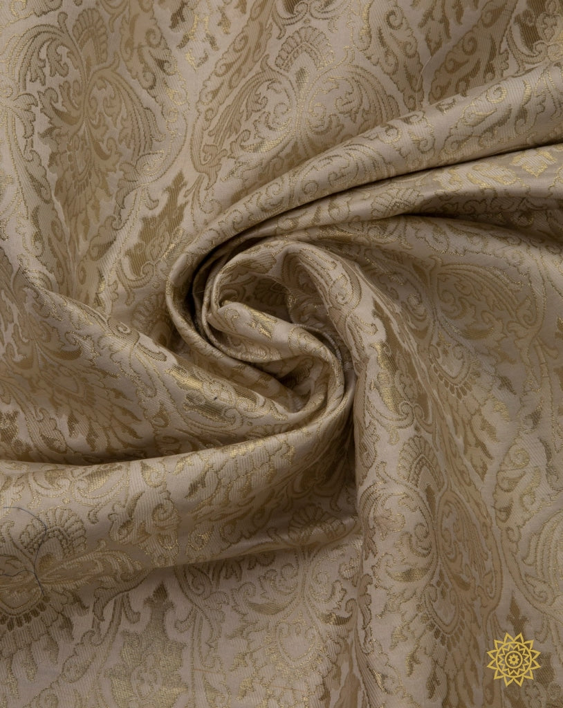 Pure Silk Brocade Handloom Brocade in Ivory and Gold – Sifat Banaras